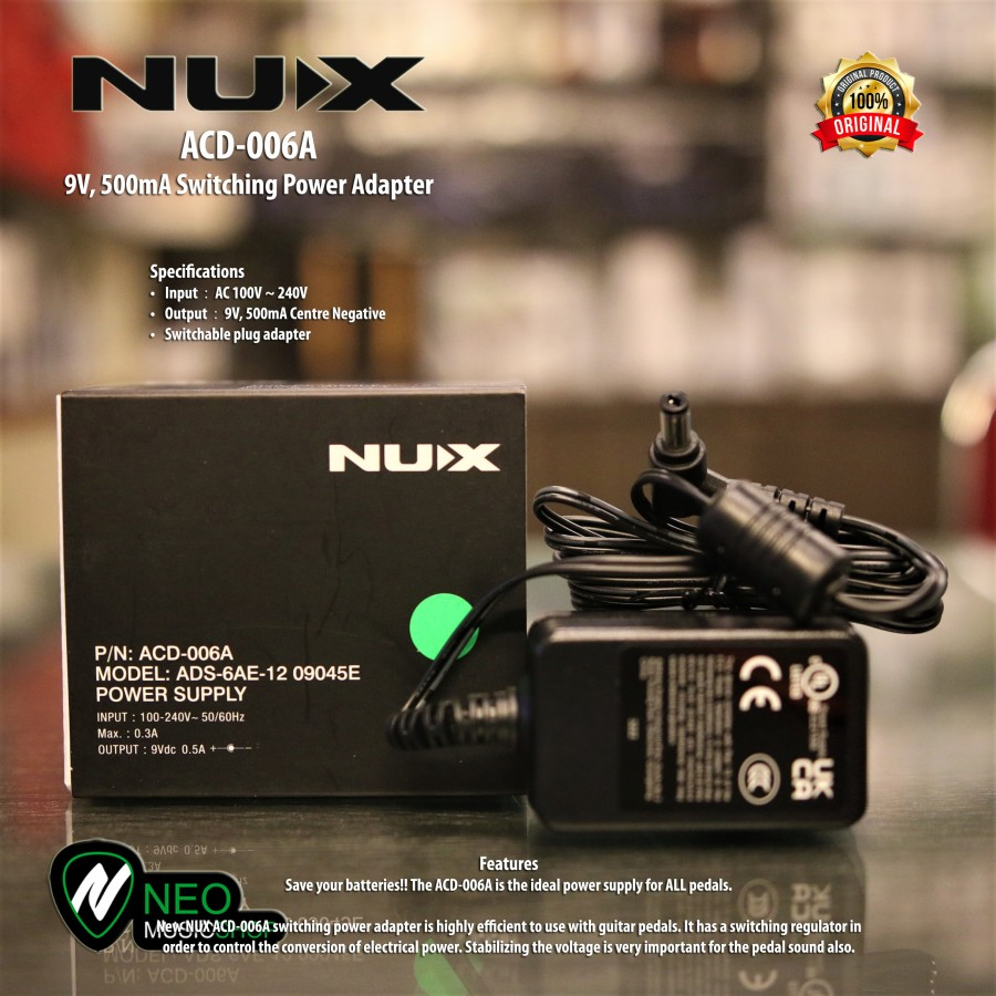 Jual Adaptor NUX ACD 006A 9V 500mA Switching Power Supply | Shopee ...