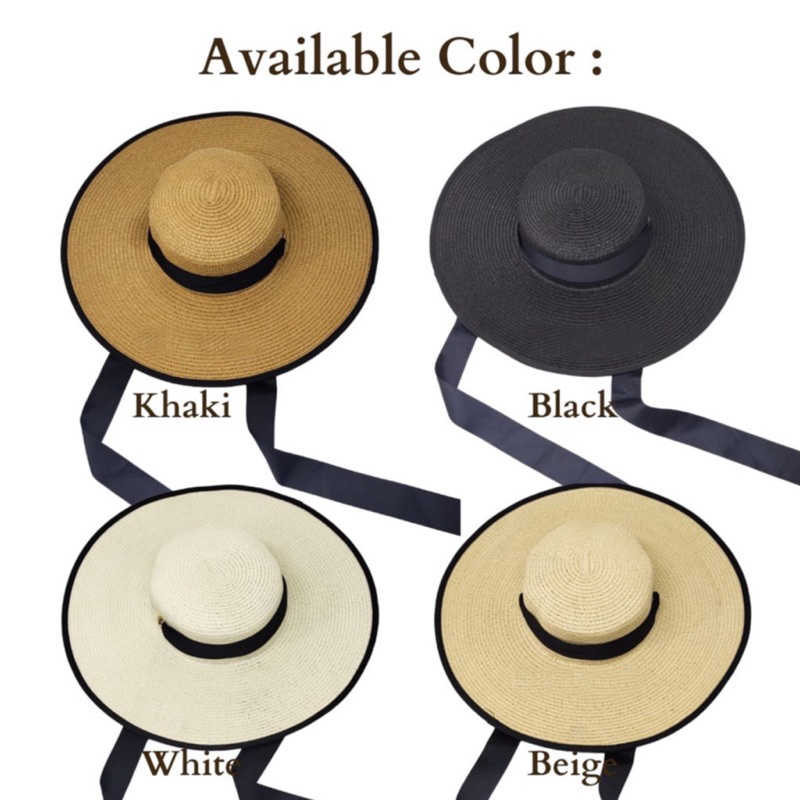 Jual Sora Hat Tali Topi Pantai lebar dengan tali hitam | Shopee Indonesia