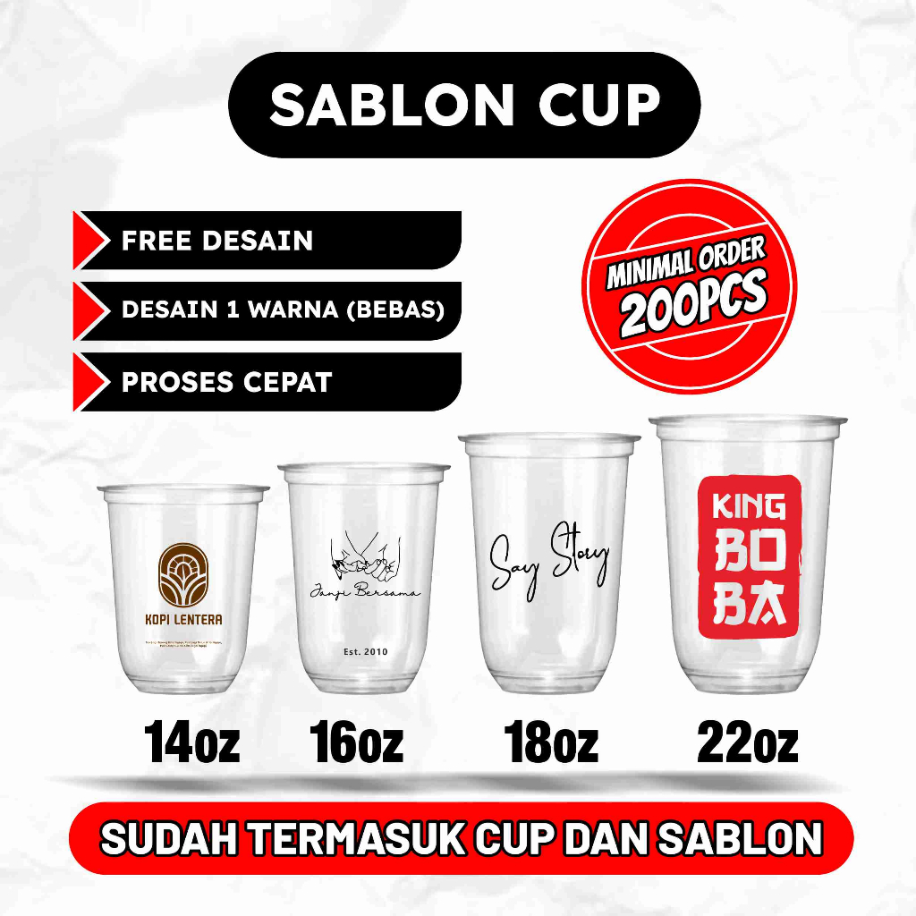 Jual Sablon Cup Gelas Custom 14oz 16oz 18oz 22oz Oval Murah Free Desain ...