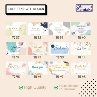 Jual Thank You Card Custom 1 Sisi Tebal | Cetak Kartu Ucapan Terima ...