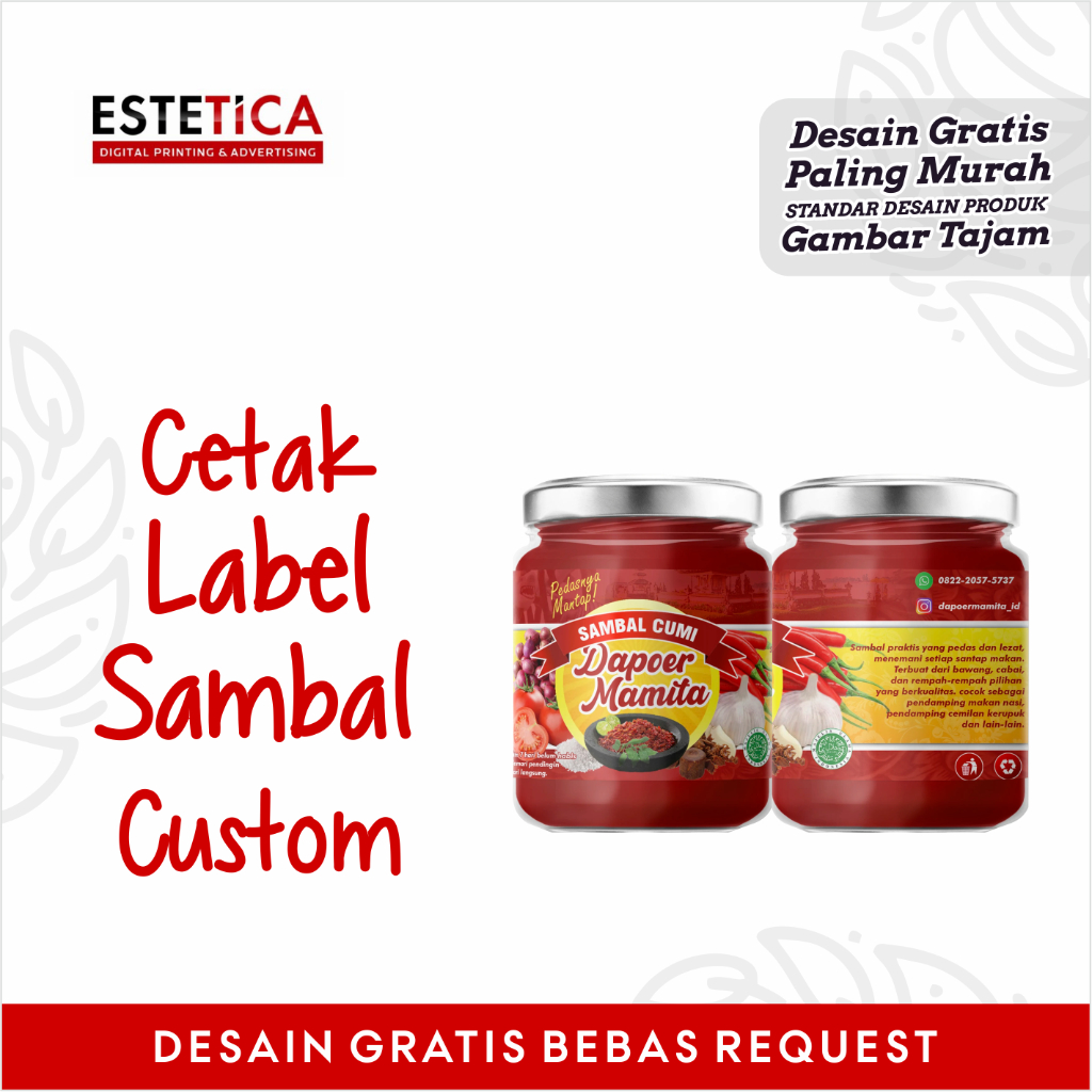 Jual Print Cetak Sticker Stiker Label Sambal Toples Label Sticker ...