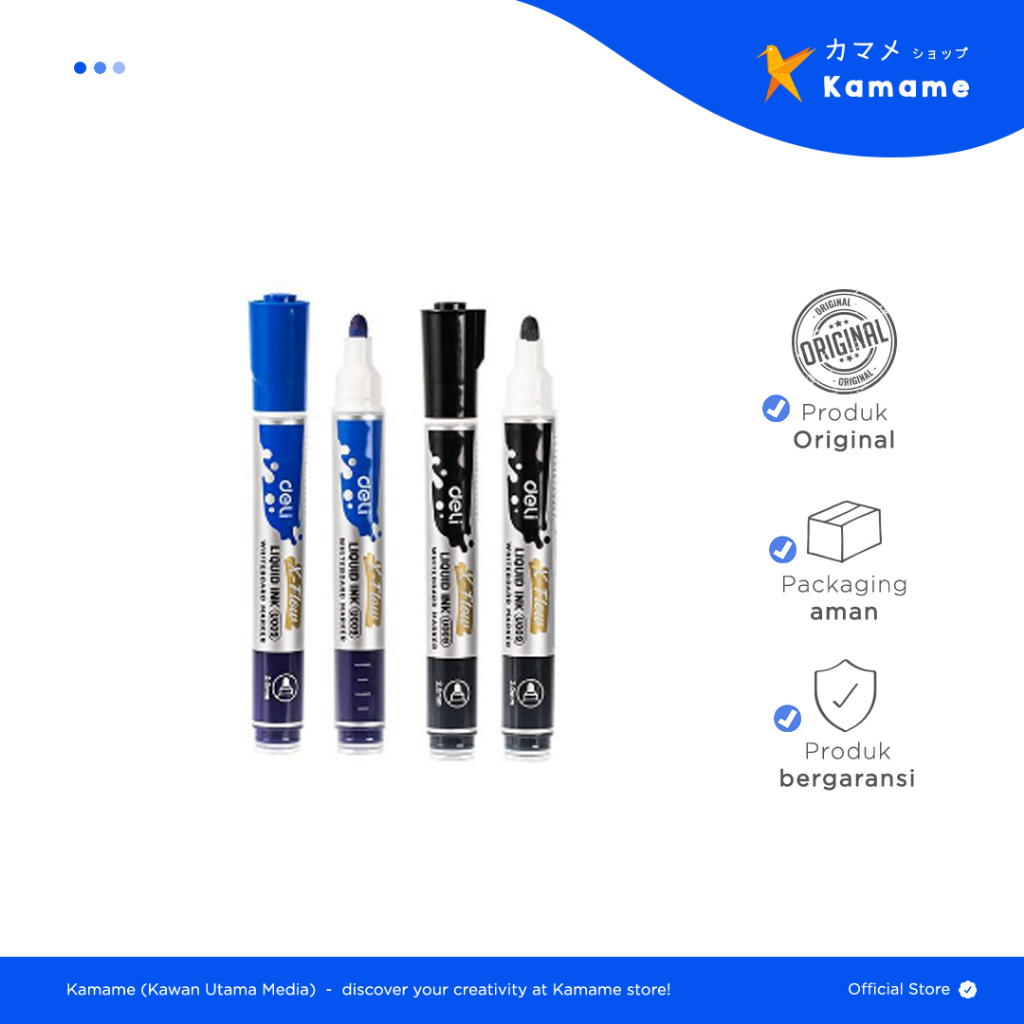 Jual Deli Whiteboard Marker - Spidol Papan Tulis Tip2mm Hitam Biru U009 ...
