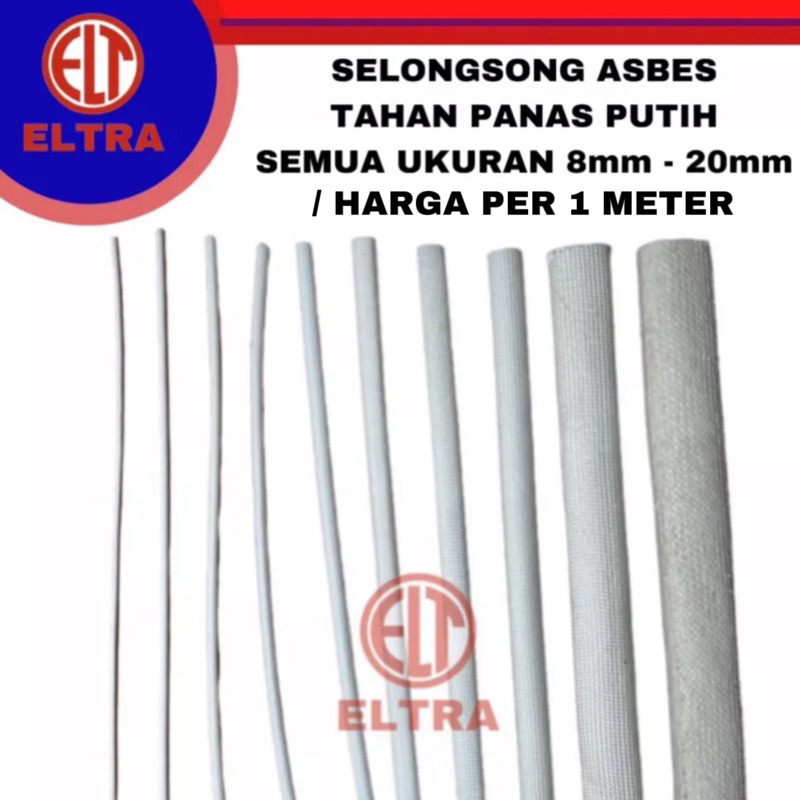 Jual Selongsong asbes putih 8mm ~ 20mm / selang kabel anti panas ...