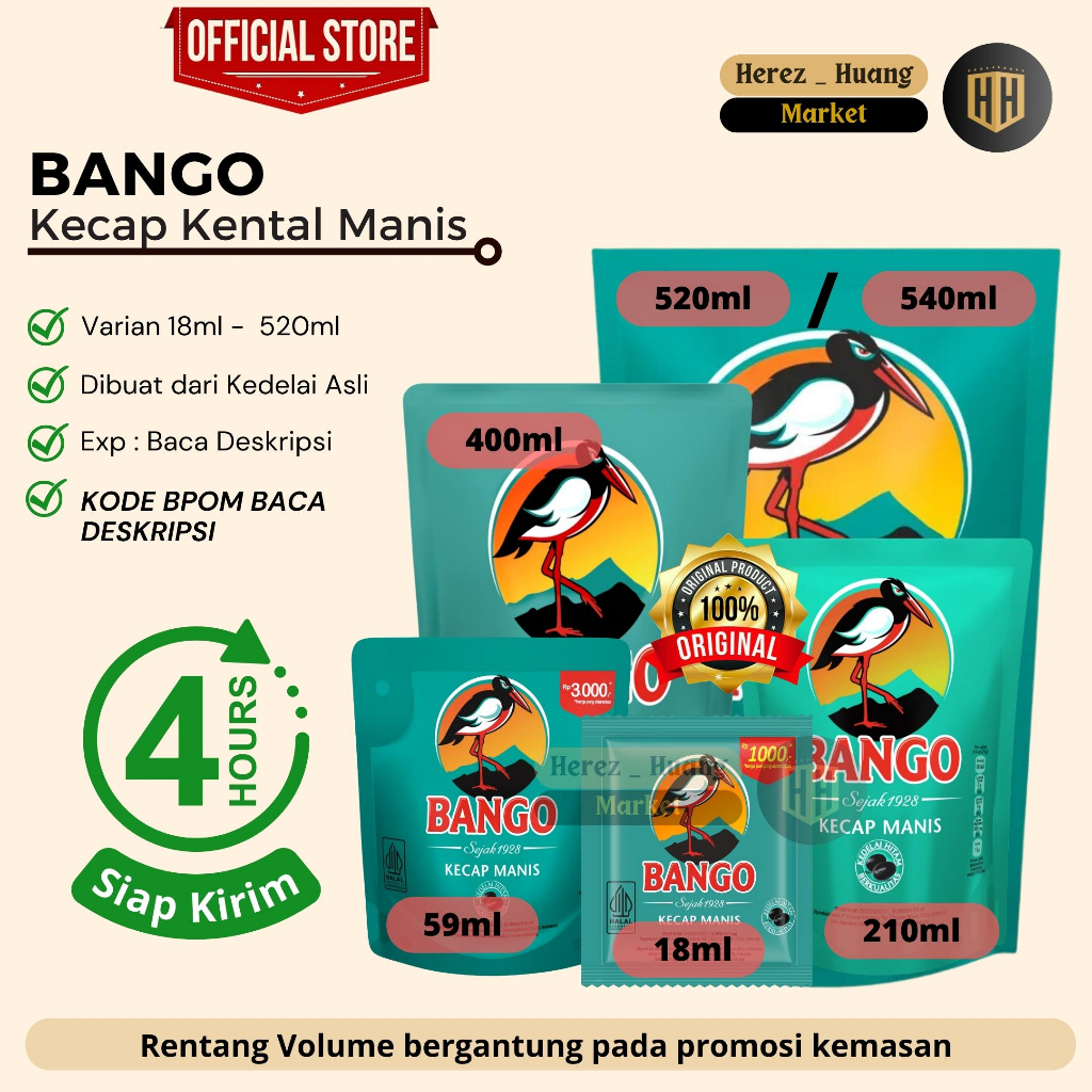 Jual KECAP BANGO 1 KARTON Kecap Bangau Kental Manis Kemasan 20ml (12 pcs), 60ml (6 pcs), 210ml ...