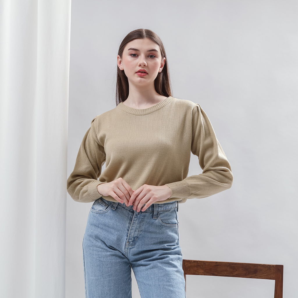 Jual NIGOO Kara Puff Knit Top Atasan Rajut | Shopee Indonesia
