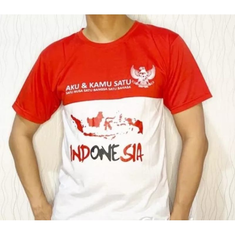 Jual kaos unisex kaos kemerdekaan lengan pendek merah kombinasi GBR ...