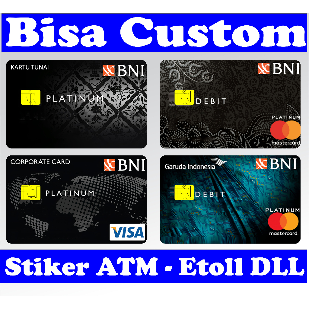 Jual Stiker sticker Skin Kartu Atm Black card BNI e-money Brizzi flazz ...