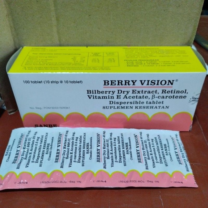 Jual Berryvision Tablet (pink) / berry vision / multivitamin mata ...