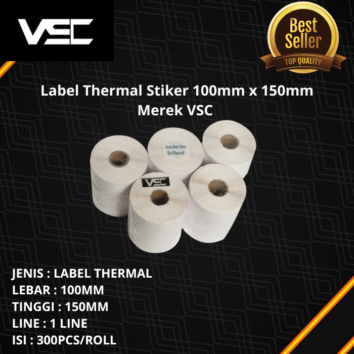 Jual LABEL BARCODE 100 X 150 mm merek VSC KERTAS STICKER LABEL THERMAL ...