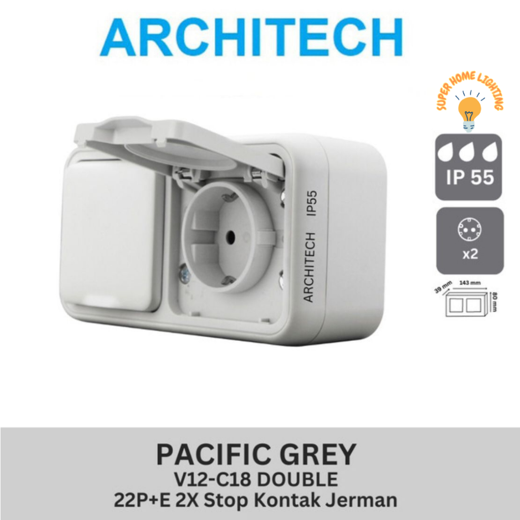 Jual [SHL] Saklar Water Proof Architech/Saklar Outdoor/Stop Kontak V12 ...