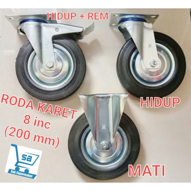 Jual Roda Karet/Roda Etalase Ukuran 8 inc (200 mm) | Shopee Indonesia