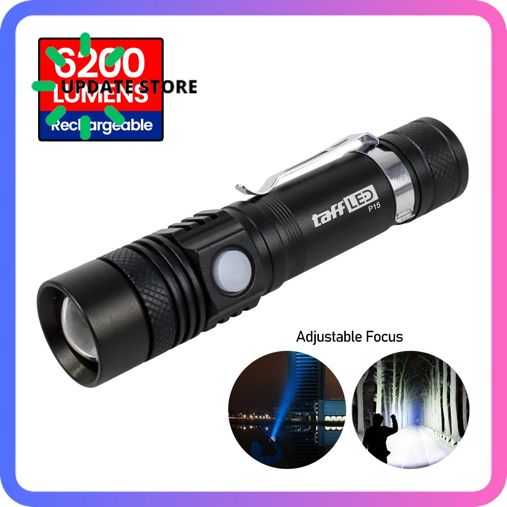 Jual Senter LED USB Rechargeable XML-T6 6200 Lumens 10W - P15 | Shopee ...