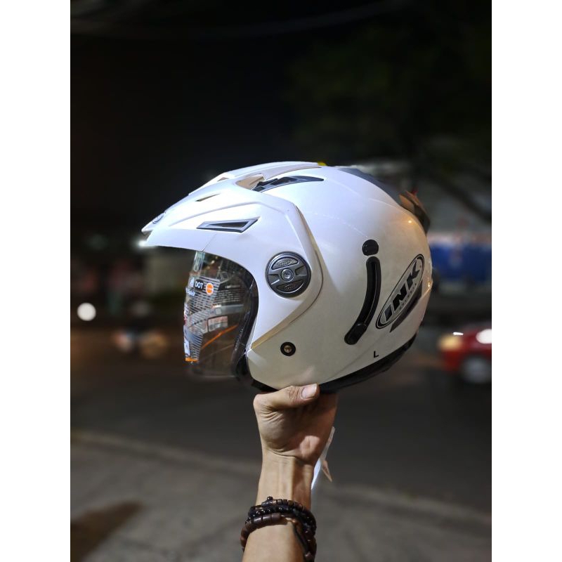 Jual HELM INK T1 WHITE PEARL GOLD / GM DOFF PULL WARNA | Shopee Indonesia