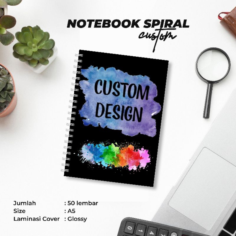 Jual CUSTOM NOTEBOOK SPIRAL A5 ISI 50 LEMBAR COVER GLOSSY PUTIH POLOS ...