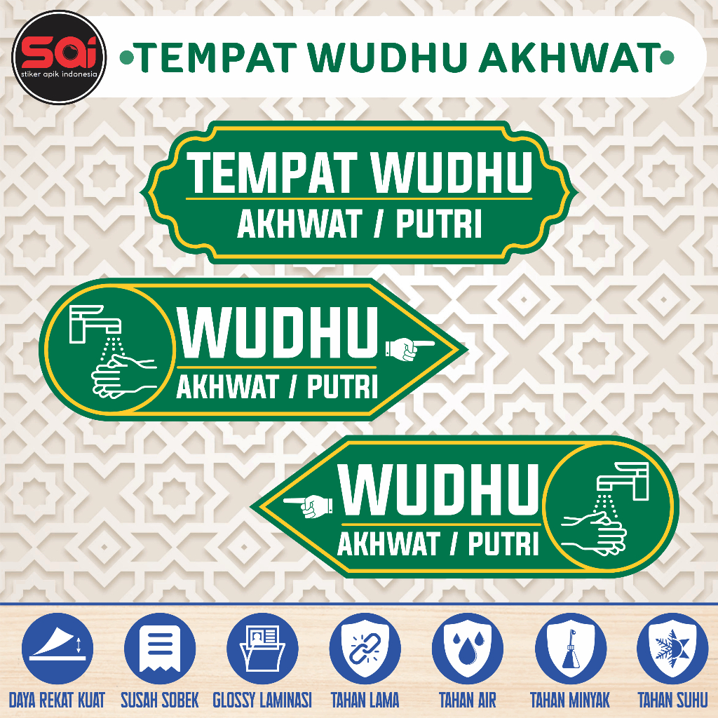 Jual STIKER VINYL PETUNJUK ARAH TEMPAT WUDHU AKHWAT / PUTRI / WANITA ...