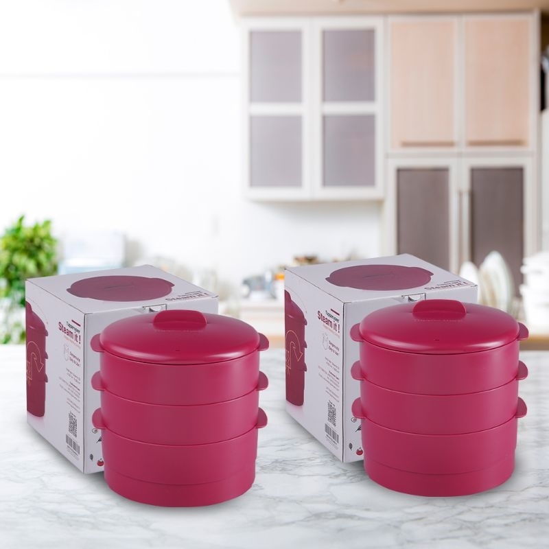 Jual tupperware steam it 3 susun + box ( 1 set ) | Shopee Indonesia
