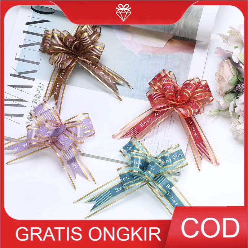 Jual 10PCS Pita Tarik Best Wishes Import - Pita buket bunga PS015 ...