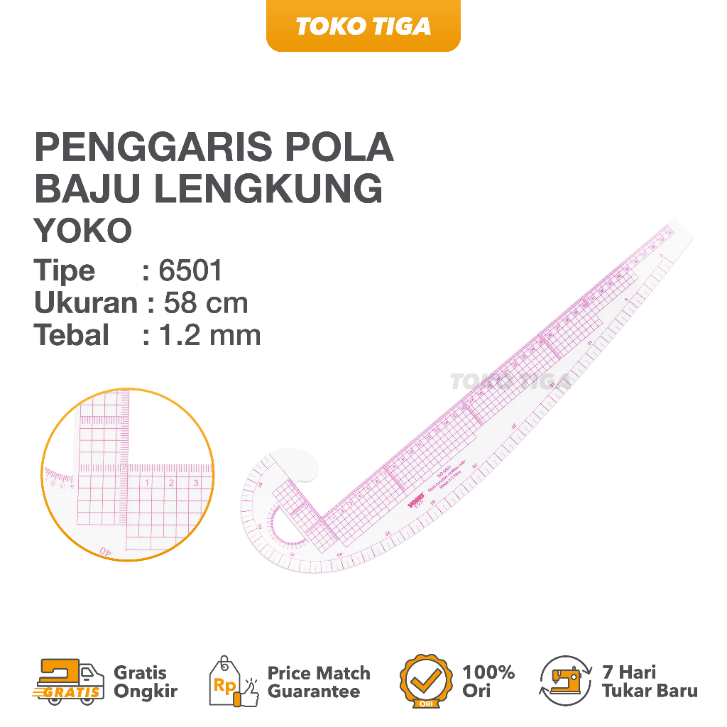 Jual Penggaris Jahit/Menjahit - Penggaris Pola Baju Lengkung 58 cm ...