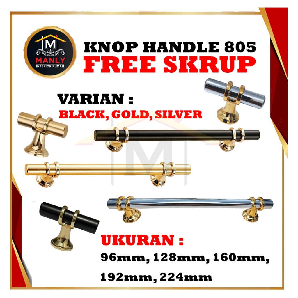 Jual Handle Lemari Handle Emas Hitam Silver Gold Black Silver Knob ...