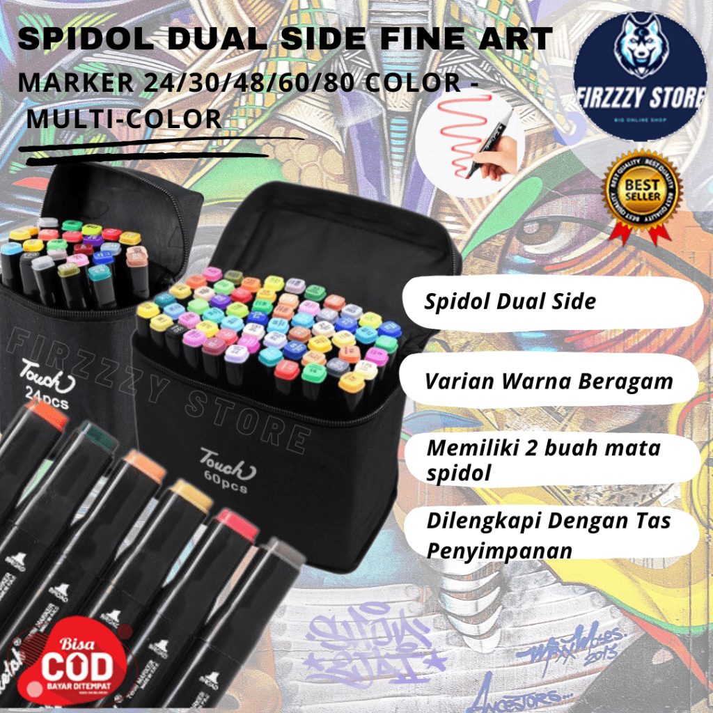 Jual Spidol Warna Sketsa Dual Side Fine Art Marker Brush Pen Animation ...