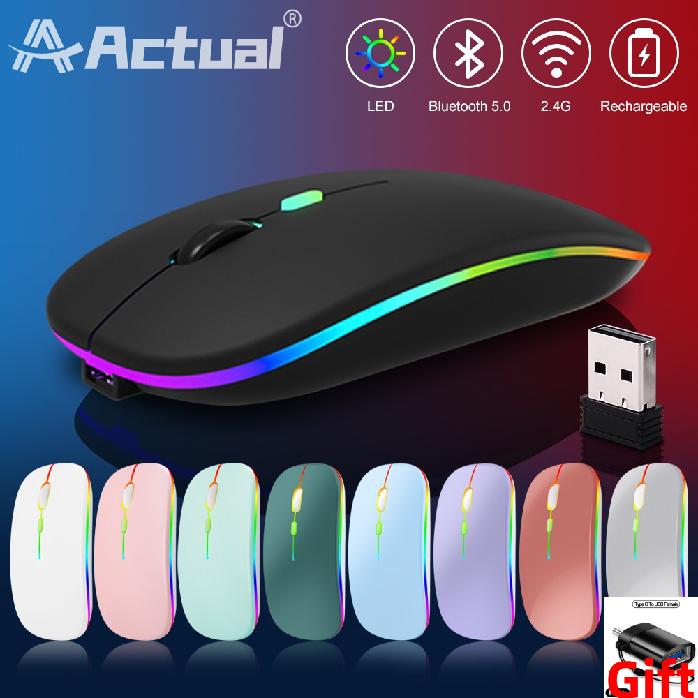 Jual Actual 【COD】Mouse Wireless Rechargeable Silent Click Slim 2.4G ...