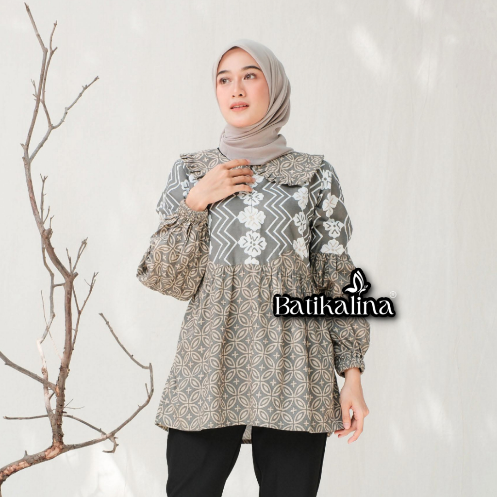 Jual Baju Batik Wanita Modern Atasan Blouse Batik Kerja Kantor Wanita