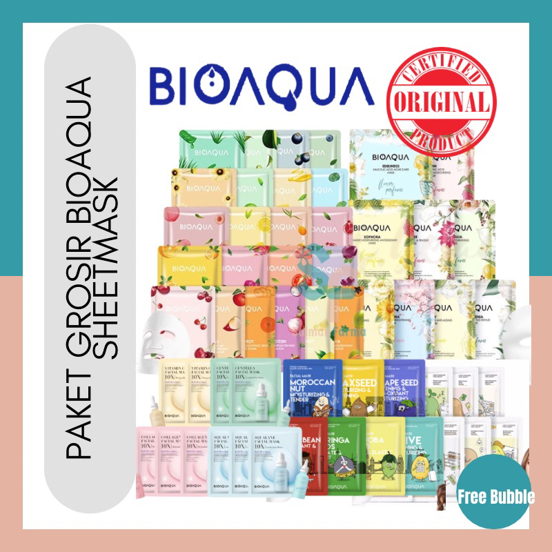 Jual BIOAQUA- 12pcs Sheet Mask Mix Varian / Grosir Sheet Mask Bioaqua | Shopee Indonesia