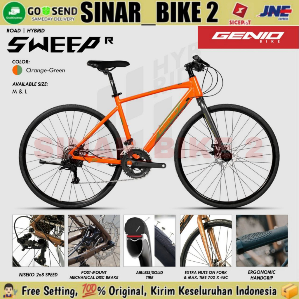 Jual Sepeda Hybrid GENIO SWEEP R Alloy 8 Speed Balap Road Bike / Gravel | Shopee Indonesia
