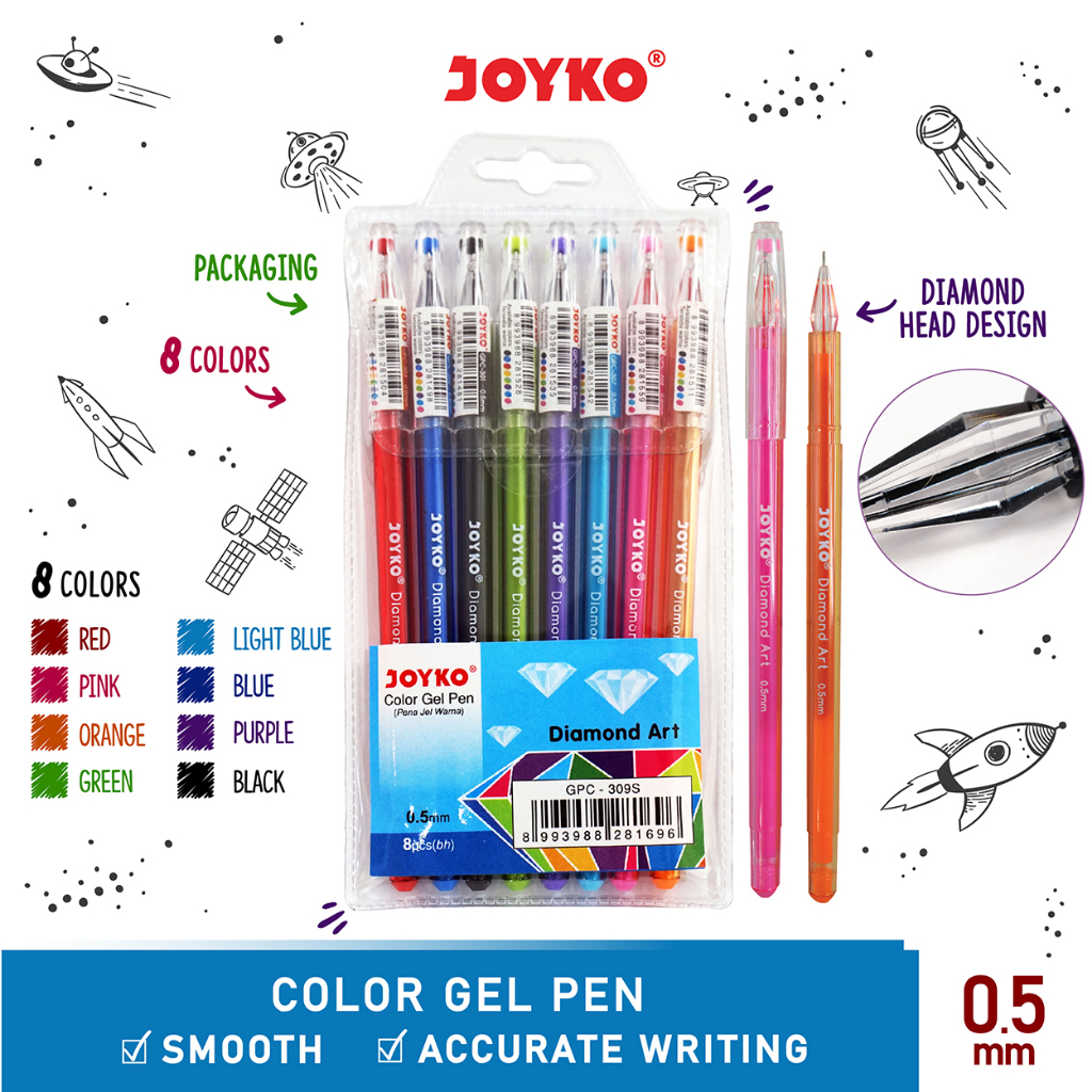 Jual Joyko Colour Gel Pen Set 8 Colours Pulpen Warna Joyko Art Gpc 309s Shopee Indonesia