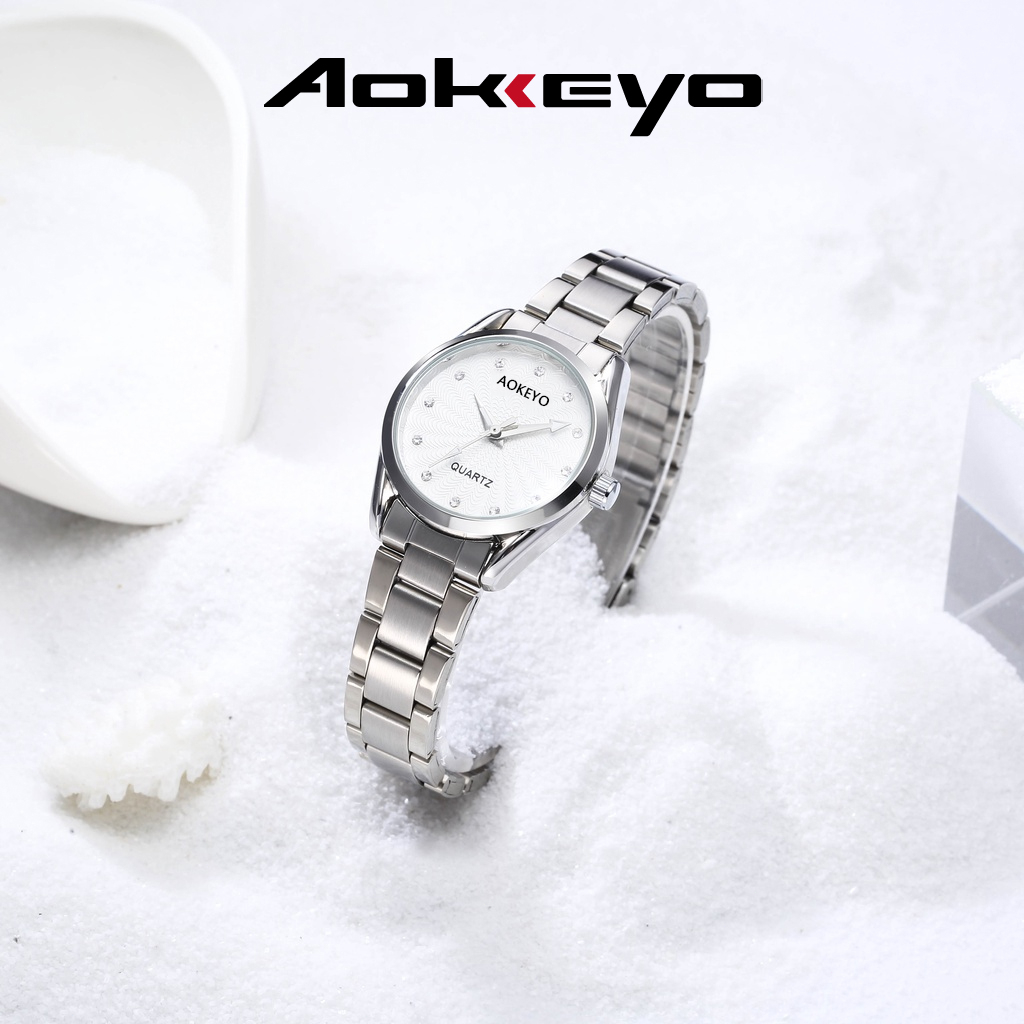 Jual AOKEYO W579 Jam Tangan Wanita Original Tahan Air Santai Mode Stainless Steel Jam Tangan ...