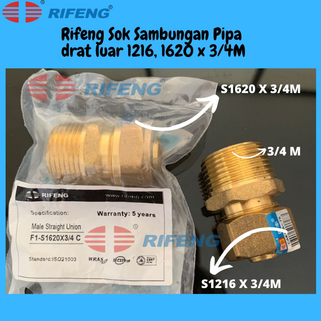Jual Rifeng Sok Sambungan Pipa Drat Luar S1216, S1620 x 3/4 M | Shopee Indonesia
