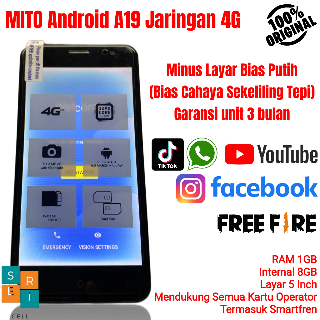 Jual HP MITO Android A19 Jaringan 4G Promo MINUS LCD Bias Cahaya | Shopee Indonesia