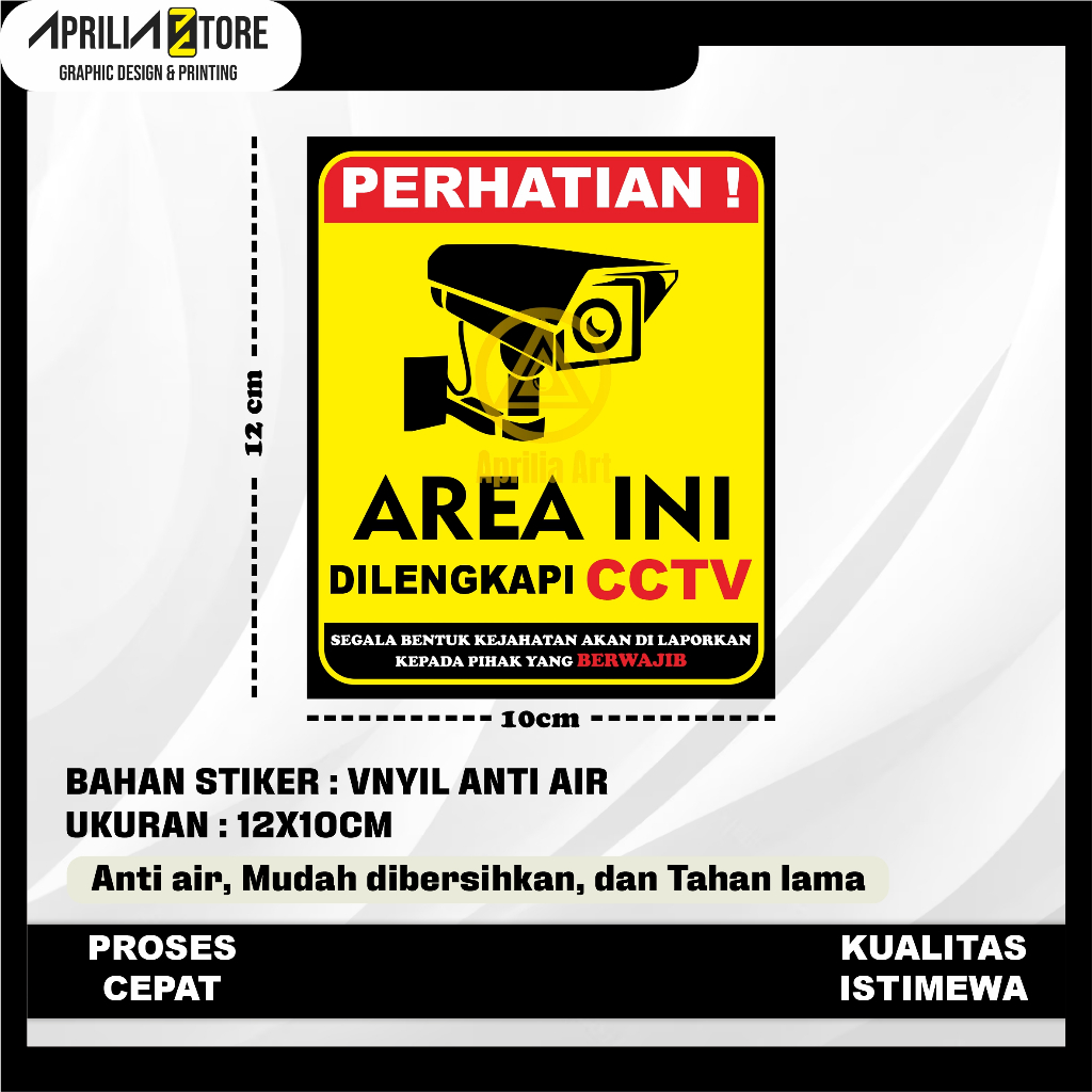 Jual STIKER CCTV AREA ANTI AIR LAMINASI GLOSY | Shopee Indonesia