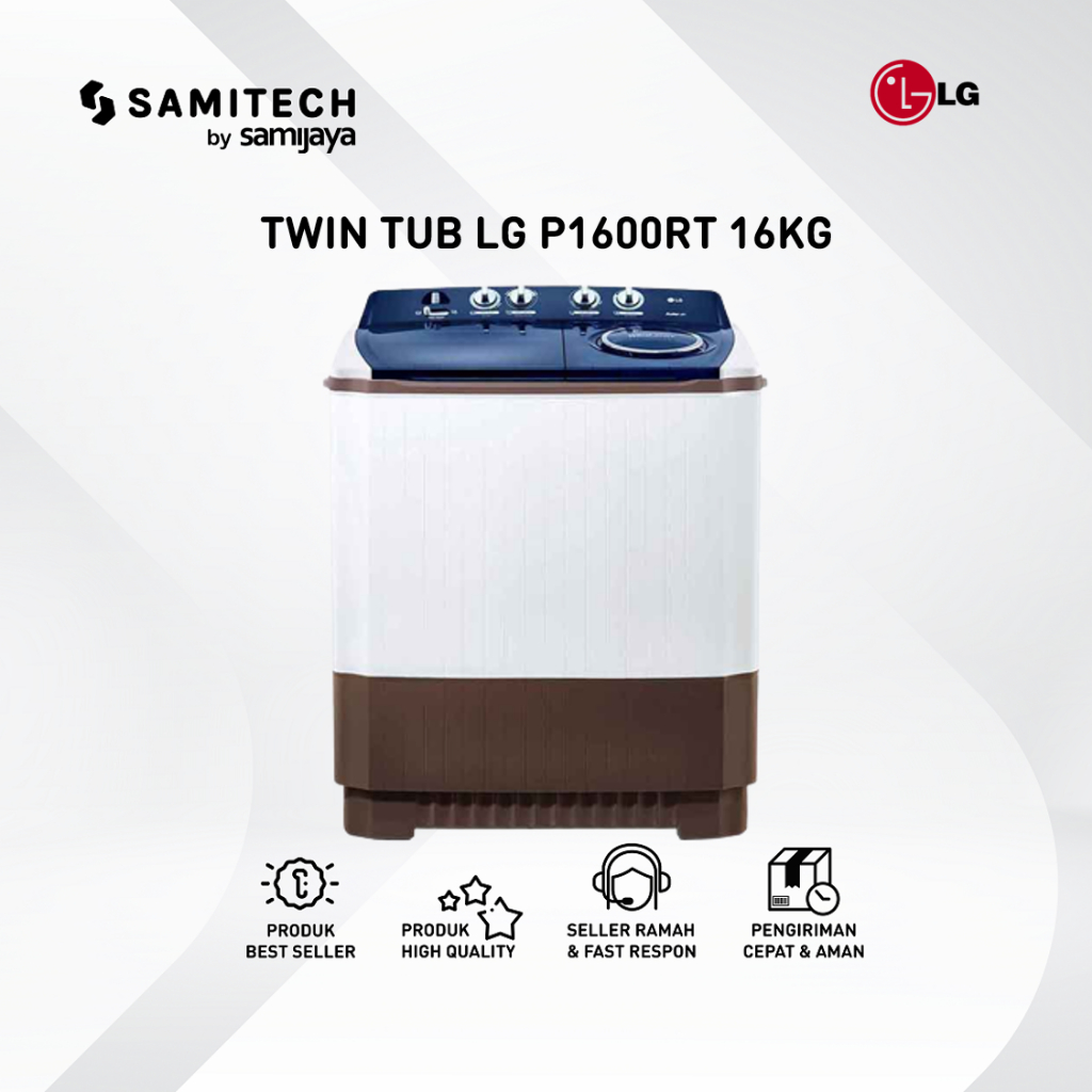 Jual MESIN CUCI DUA TABUNG LG P1600RTB / P 1600RTB KAPASITAS 16 KG ...