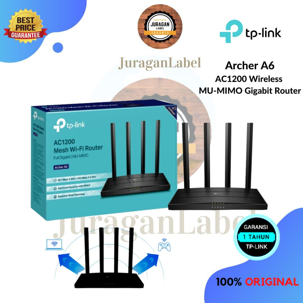 Jual TP-Link Archer A6 AC1200 Wireless MU-MIMO Gigabit Router | Shopee ...