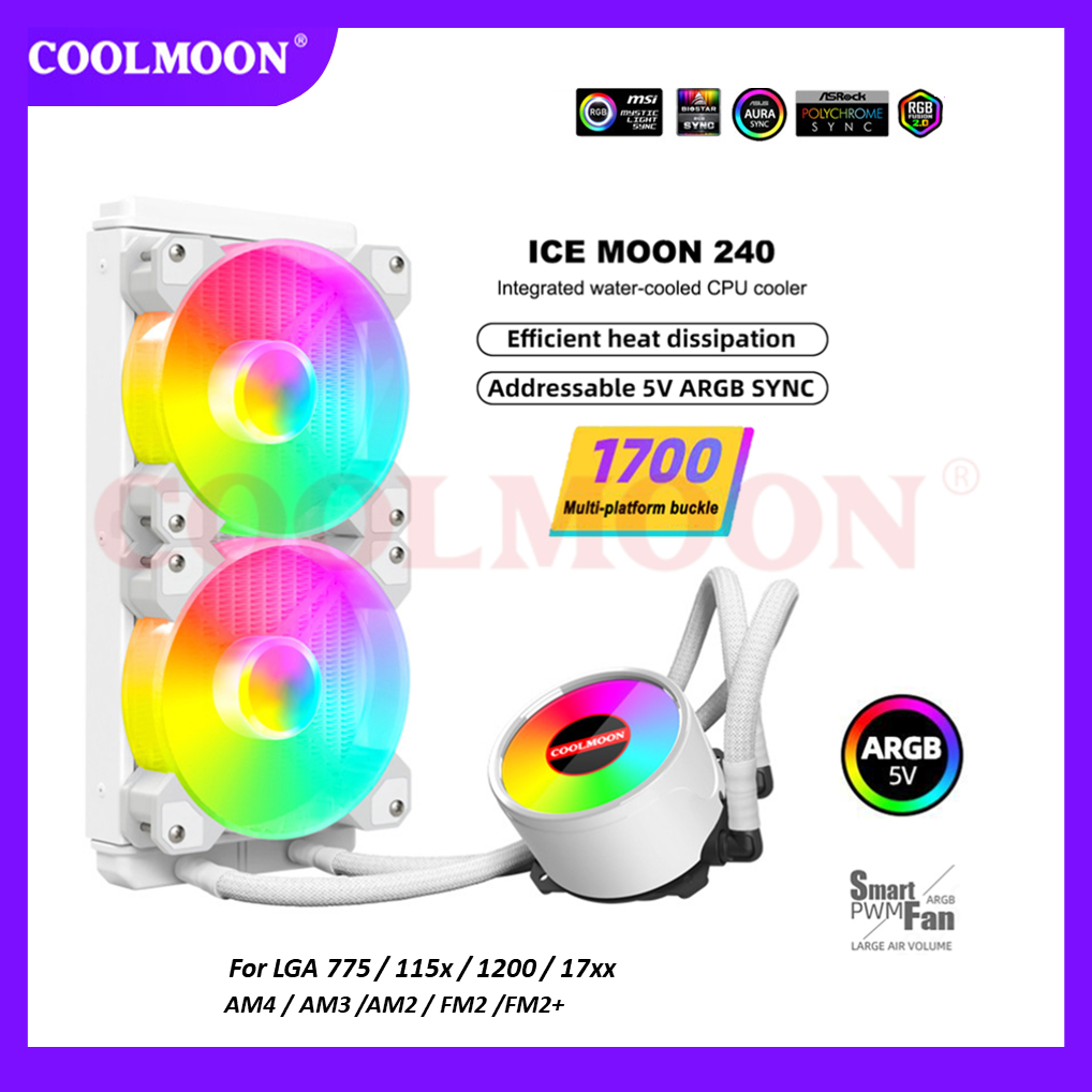 Jual COOLMOON CPU WATER COOLING ARGB 120/240 RADIATOR FAN COOLER SYNC ...
