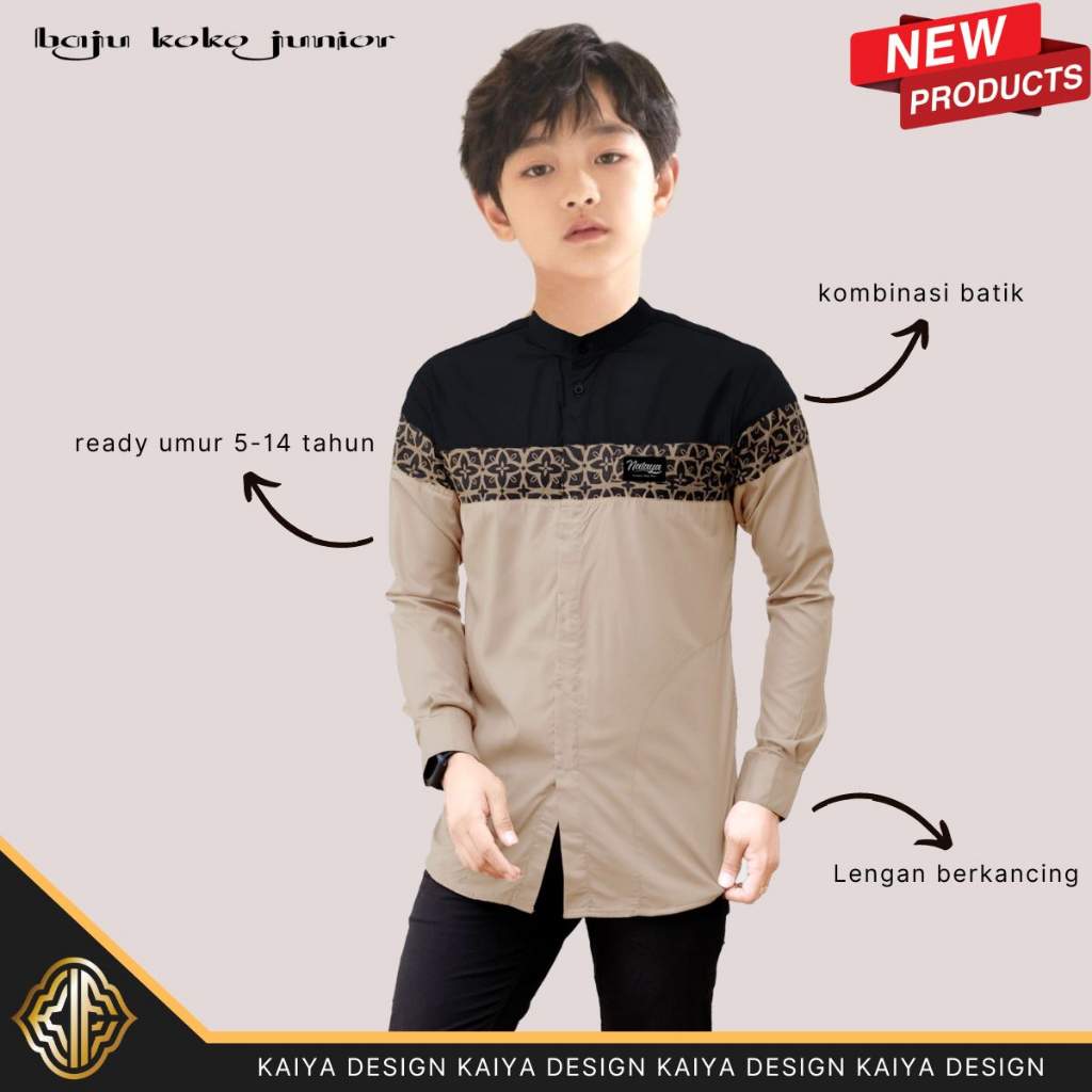 Jual baju koko anak lengan panjang dan berkacing rapi kombinasi batik ...