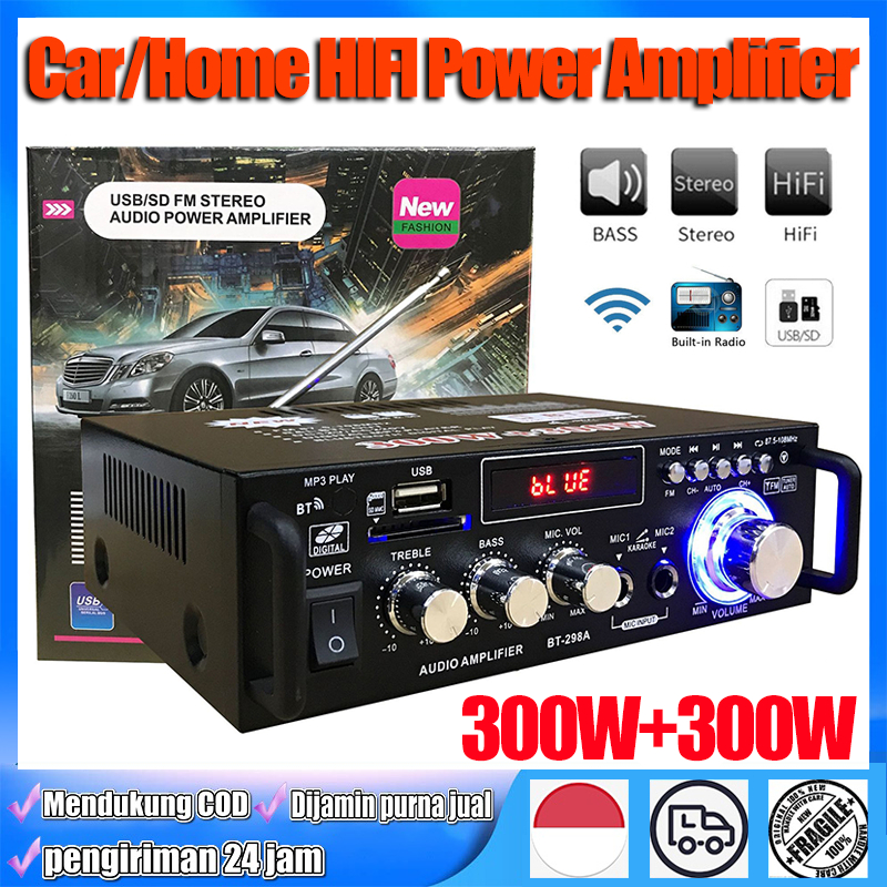 Jual Produknya sudah siap 300W+300W Power Amplifier BT-298A Bluetooth 5 ...