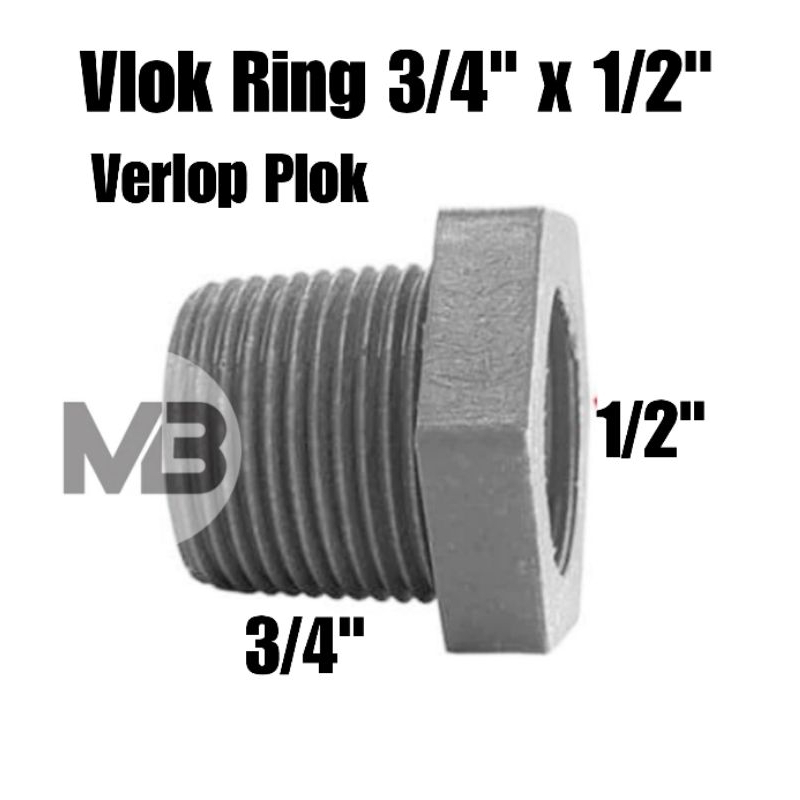 Jual Vlok Ring Pvc 3/4" x 1/2" l Verlop Plok Sambungan Keran Drat Luar ...