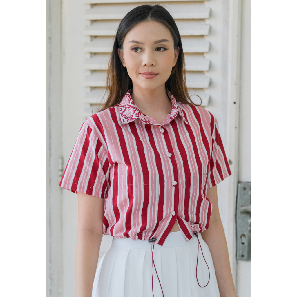Jual Kichi Batik Kemeja Crop Batik Datya | Shopee Indonesia