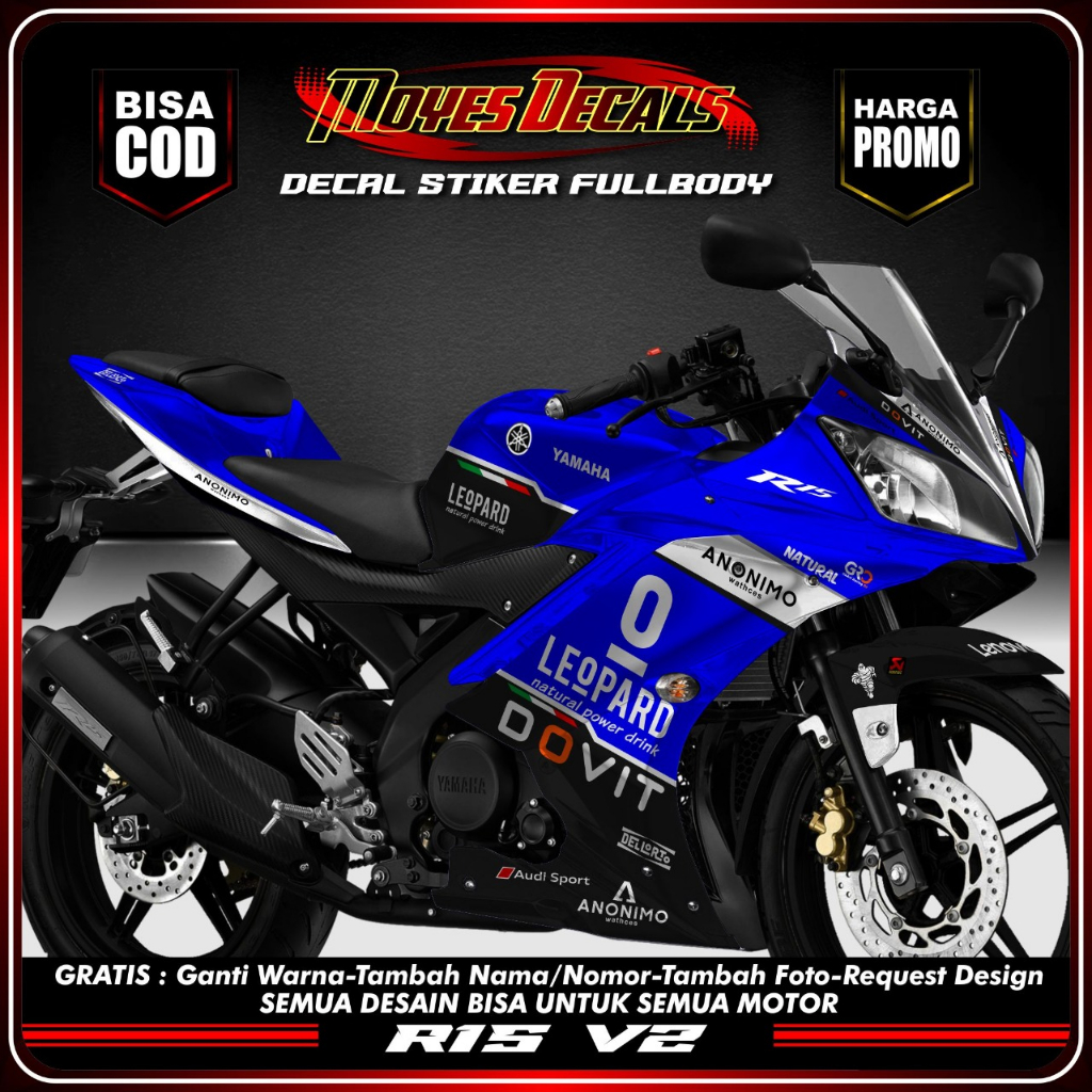 Jual SPARTAN STICKER STRIPING DECAL FULL BODY YAMAHA R15 V2 MOTIF LEO ...