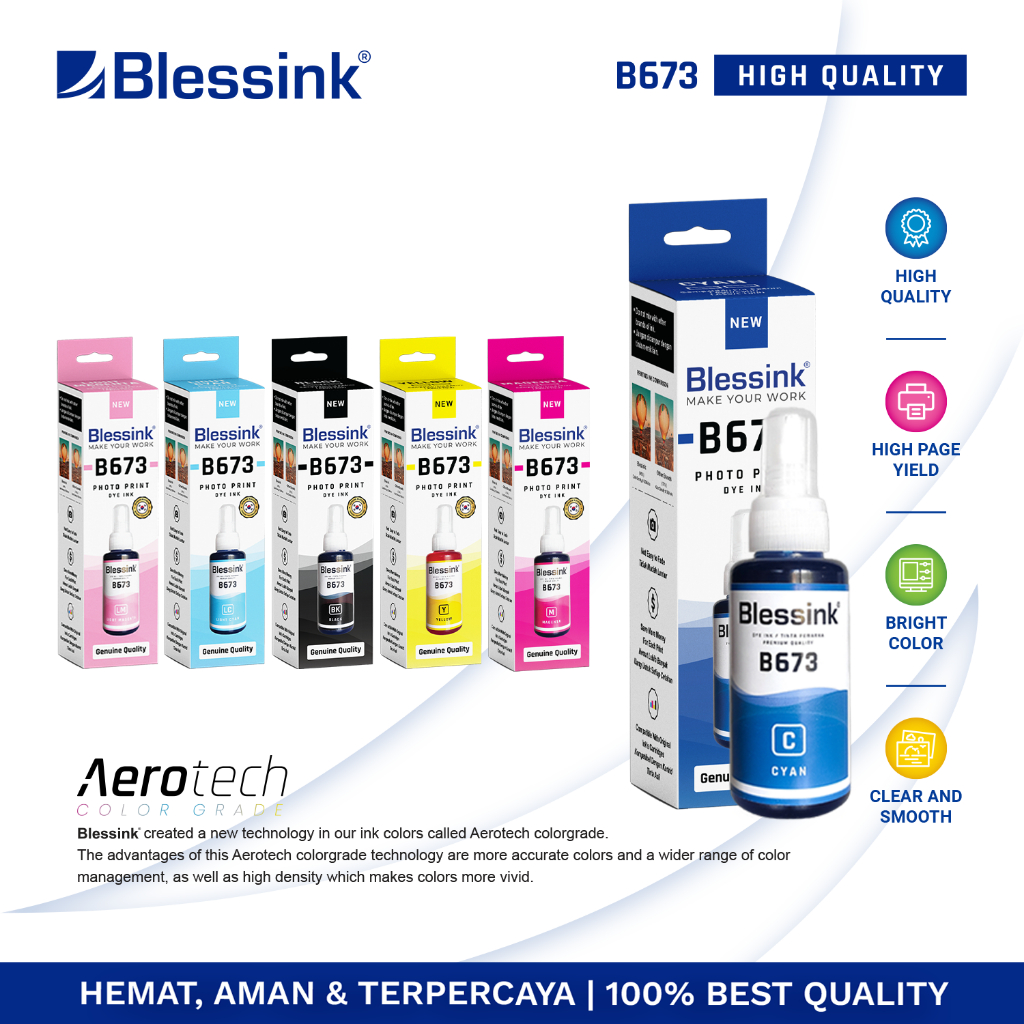 Jual Tinta Blessink 673 High Quality For Printer Epson L800 L805 L850 L1800 | Shopee Indonesia