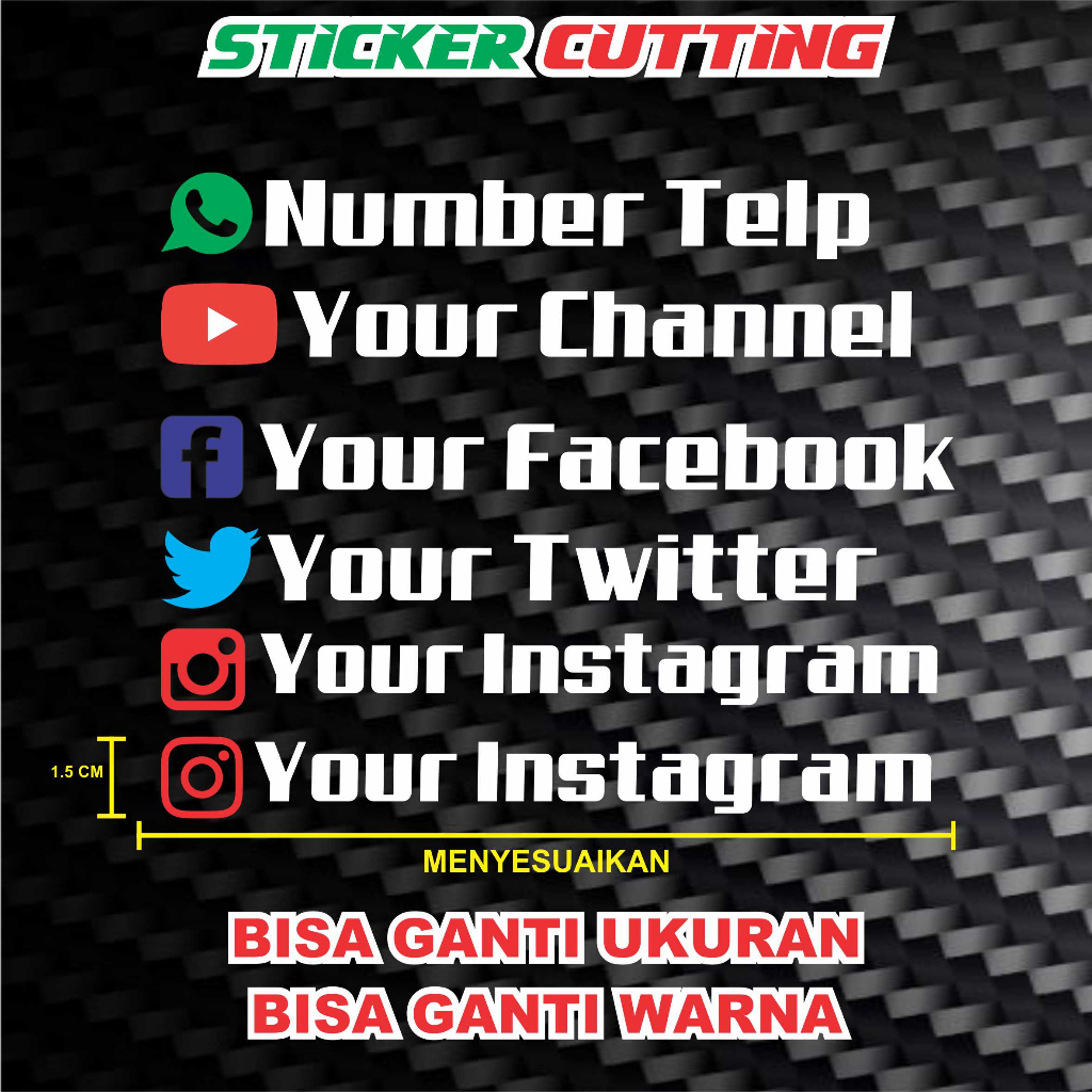Jual Cutting sticker - Stiker nama sosmed instagram channel youtube ...