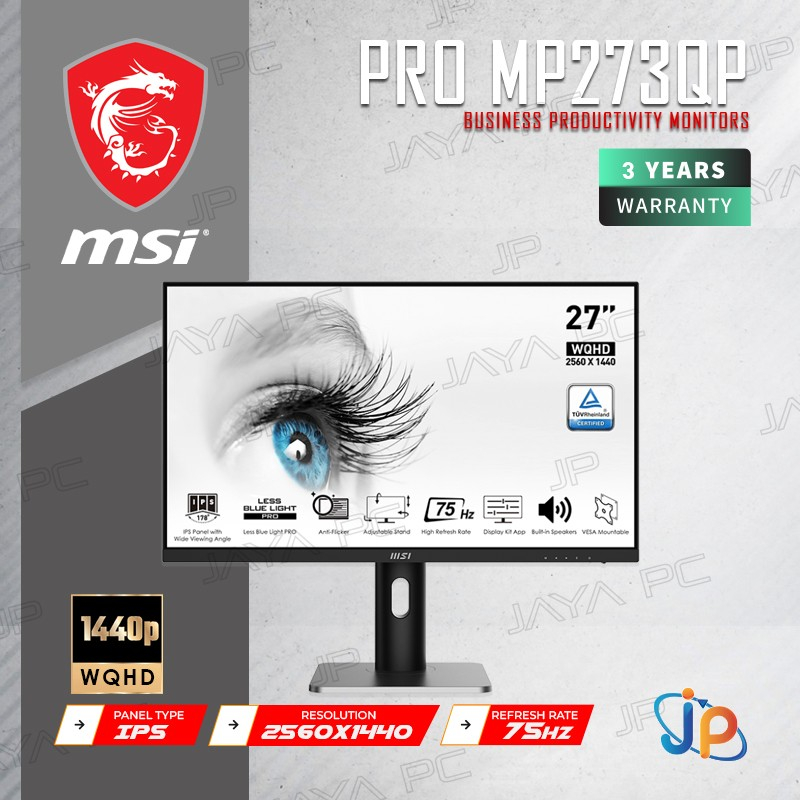 Jual Monitor MSI LED IPS PRO MP273QP - WQHD 27" Inch | Shopee Indonesia