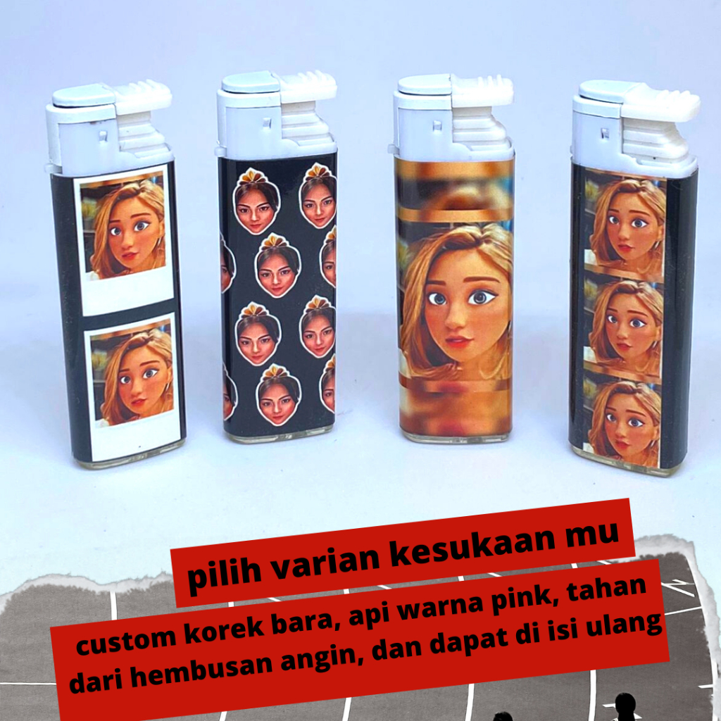 Jual [Bisa COD] [No PO] Custom Korek Bara Api Warna Pink Anti Angin ...