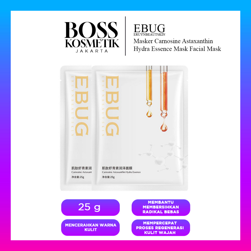Jual EBUG CARNOSINE ASTAXANTHIN HYDRA ESSENCE MASK FACIAL MASK | Shopee ...