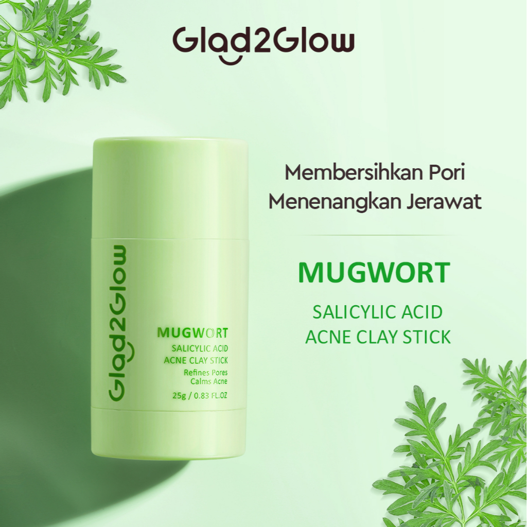 Jual GLAD2GLOW MUGWORT Salicylic Acid Acne Clay Stick 25g | Shopee Indonesia