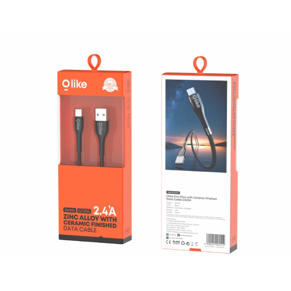 Jual OLIKE D401 KABEL DATA MICRO / TYPE-C / LIGHTNING ZINC ALLOY WITH ...