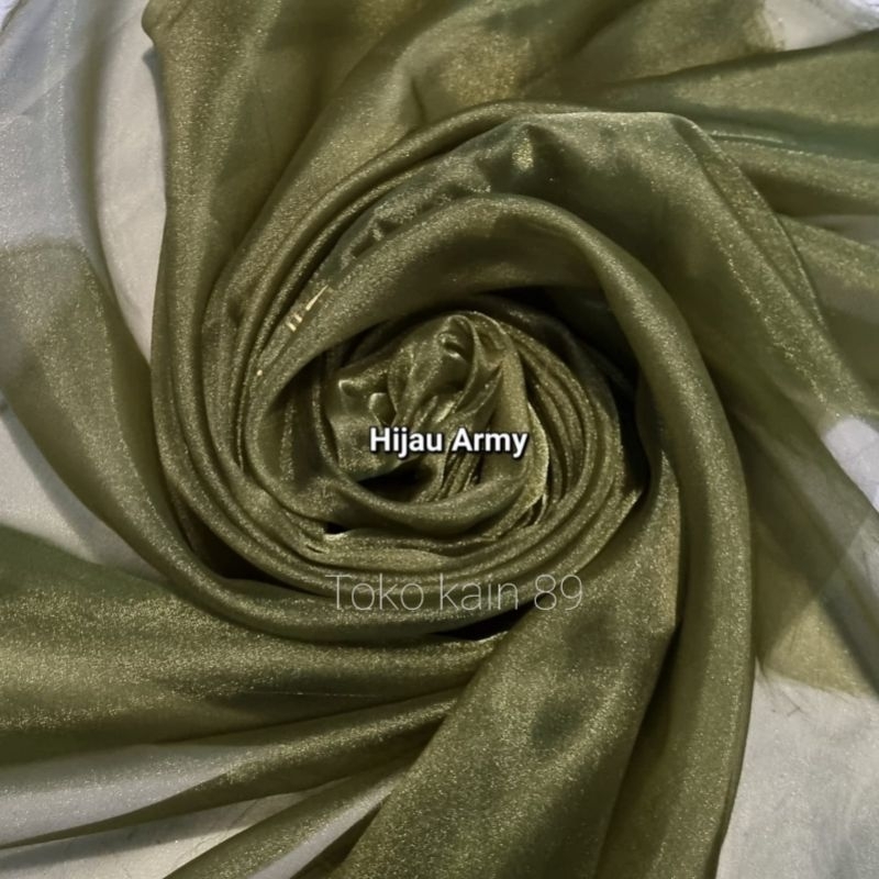 Jual kain organza pasir/crinkle metalik/sparle gliter/organza crystal ...