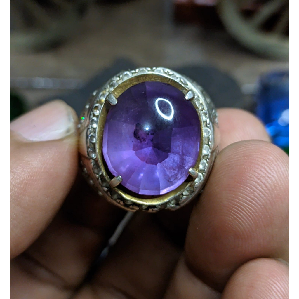 Jual Natural Kecubung Ungu Kalimantan Ring Perak 925 Micro | Shopee Indonesia